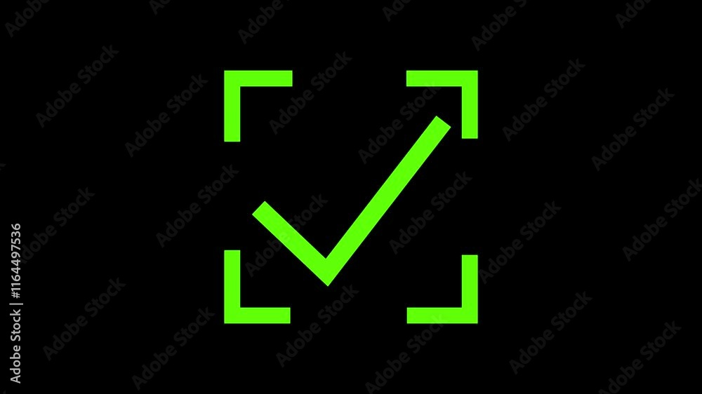Green check mark icon animation, positive tick symbol of success ...