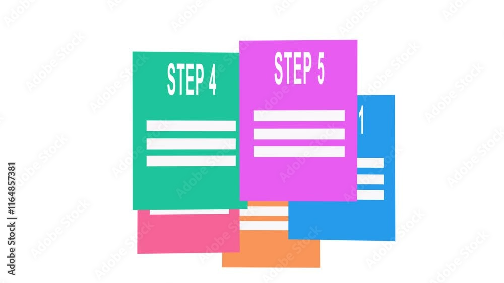 Work process animation icon. Step by step organization. Project ...