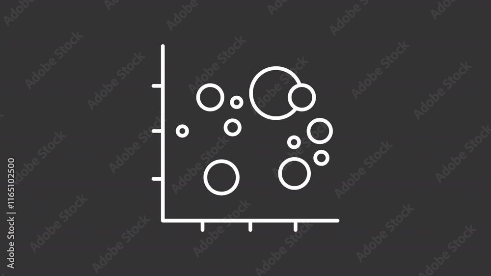 Animated bubble chart white icon. Floating circles diagram line ...