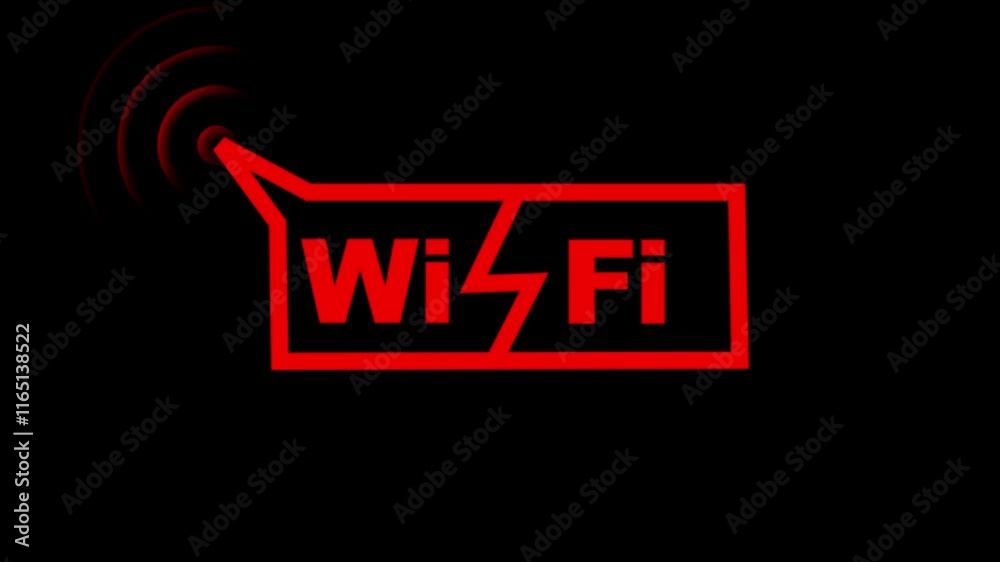 Wi-Fi signal icon animation with black background. Wireless technology ...