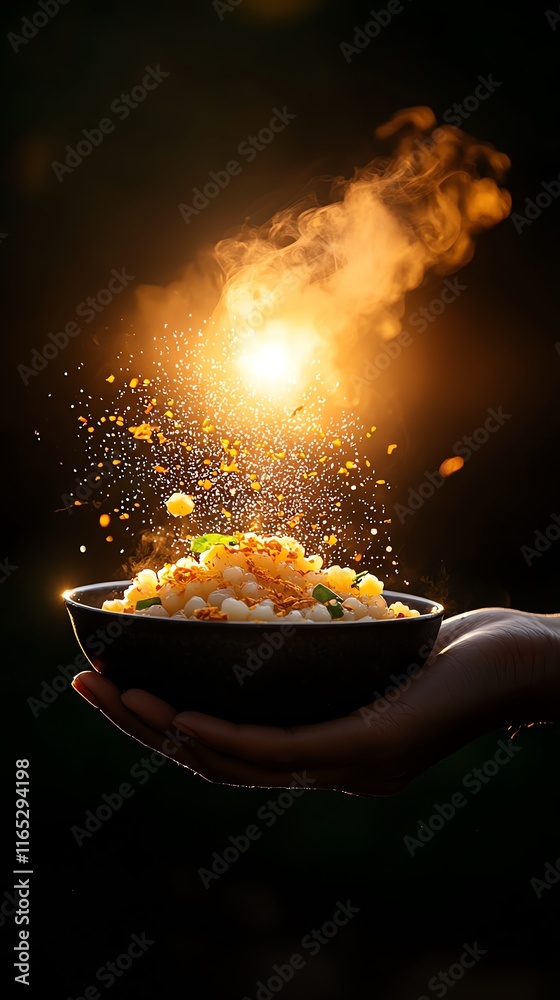 Vietnamese che chuoi, banana tapioca pudding in a small ceramic bowl ...