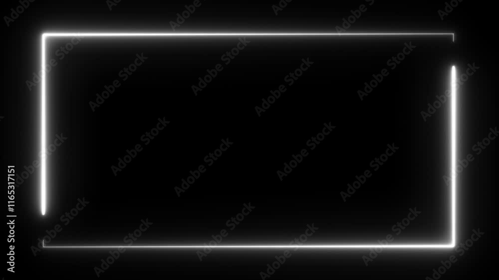 neon border frame, white glowing border, rectangle, square, frame ...