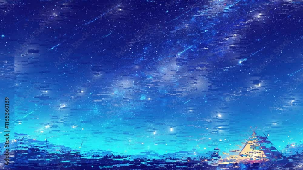 Bright flames flicker as dust particles swirl under a starry night sky ...