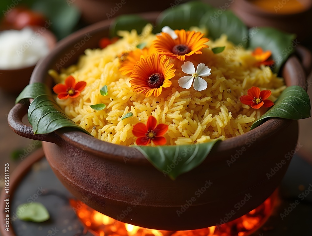 Photo & Art Print Traditional clay pot overflowing cooked sweet pongal ...