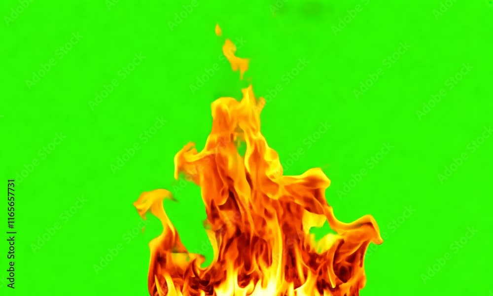 3D realistic fire effect with blazing flames rising on an isolated ...