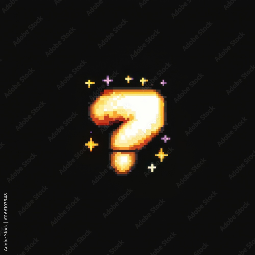Pixel Art Question Mark Glowing Mystery Quiz Game Design Stock ...