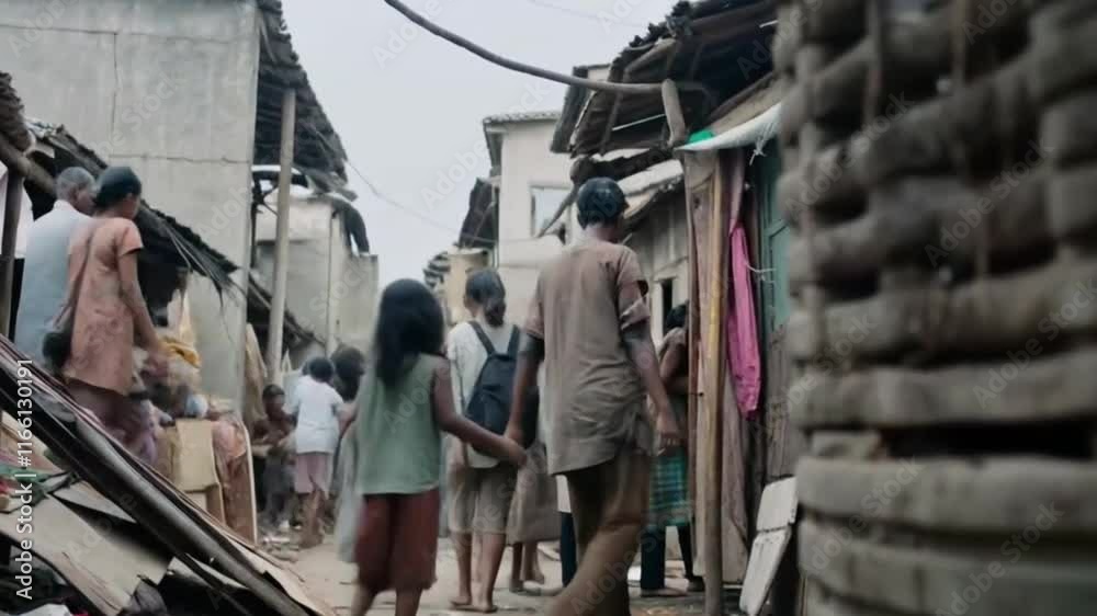 Hunger and poverty affecting adults and children in overcrowded slums ...