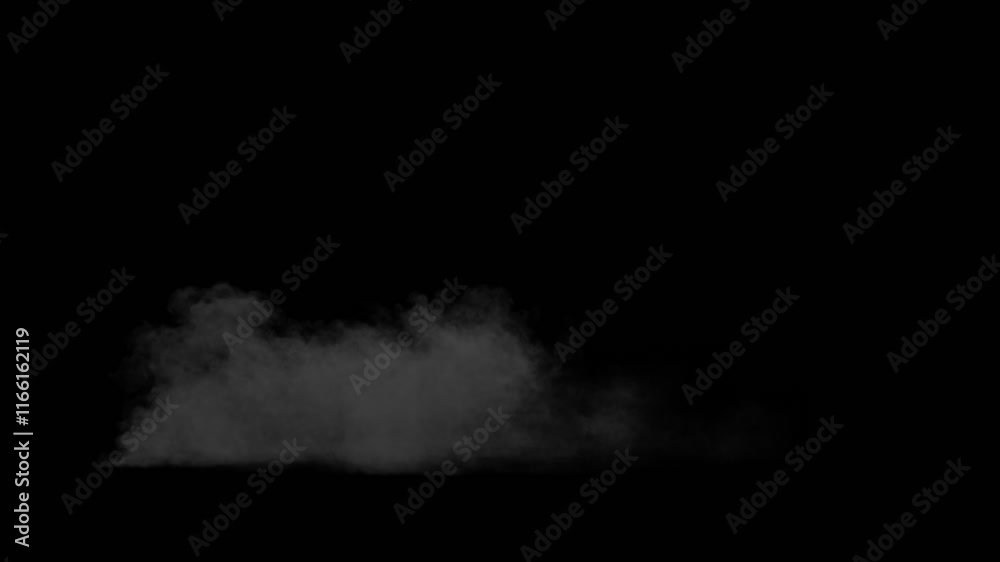 Tank explodes with smoke and dust, Side view 3d rendering with alpha ...