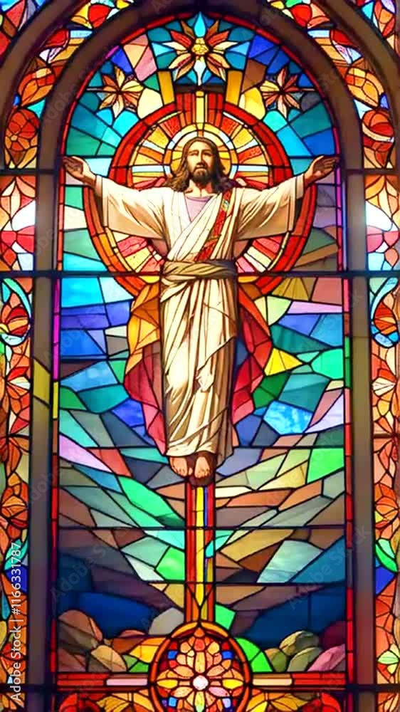 A vertical animation of a stained-glass window depicting the dazzling ...