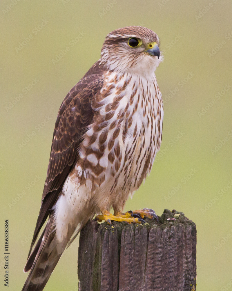 Poster Merlin hunting from a fence post in the Sacramento Valley – Wall ...