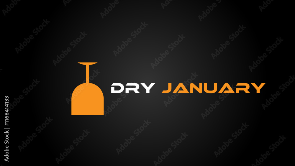 Dry January banner with overturned wine glasses border and text in ...