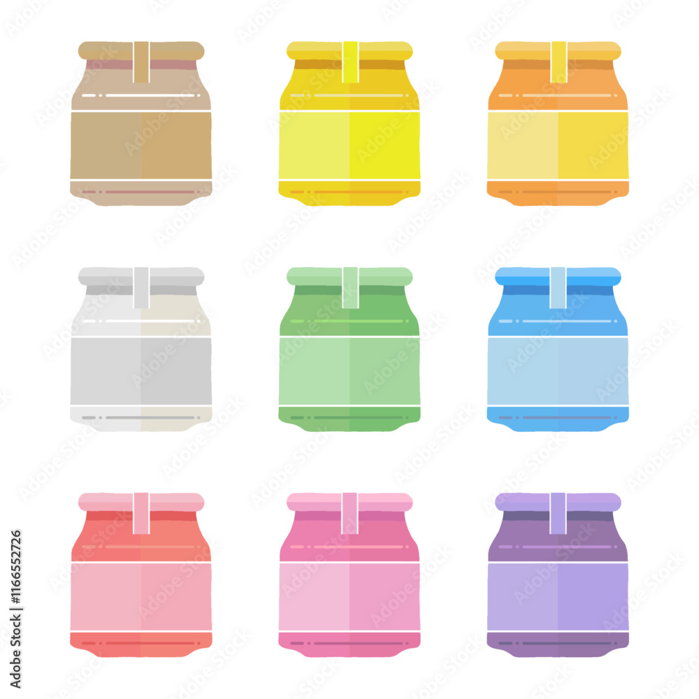 ジャムの小瓶のようなカラフルな瓶アイコンセット เวกเตอร์สต็อก | Adobe Stock