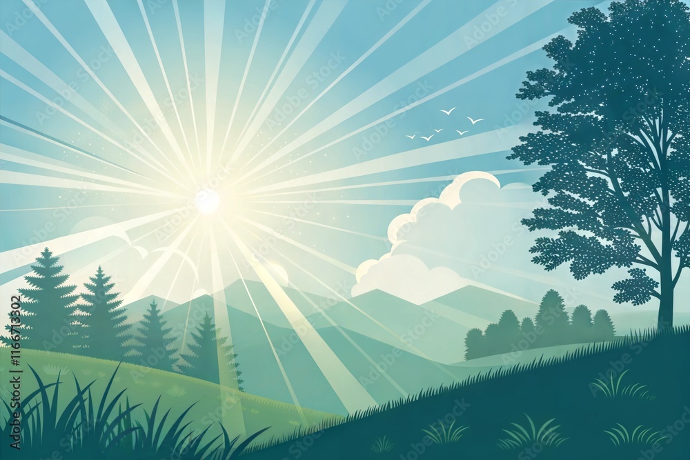 Shining sun rays vector illustration. Sunlight glowing png, eps, ai ...