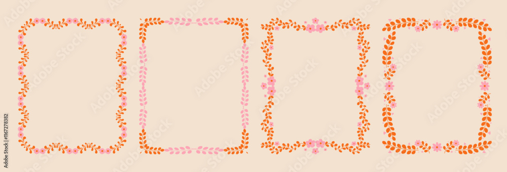 Poster Set of whimsical floral border frames – Wall Art | UkPosters