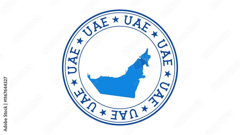 Stockvideon UAE intro. Badge with the circular name and map of country ...