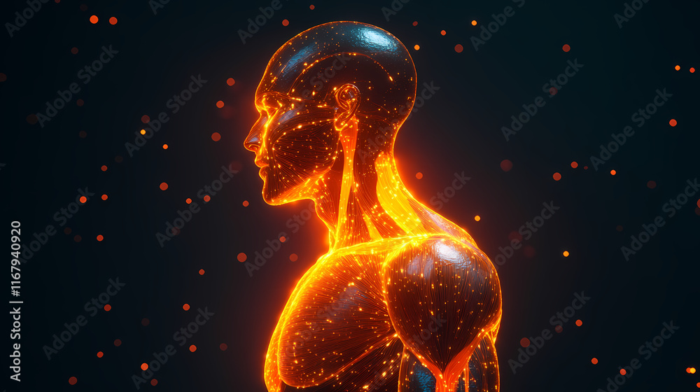 Front view of a human figure with the deltoid muscles and shoulder ...