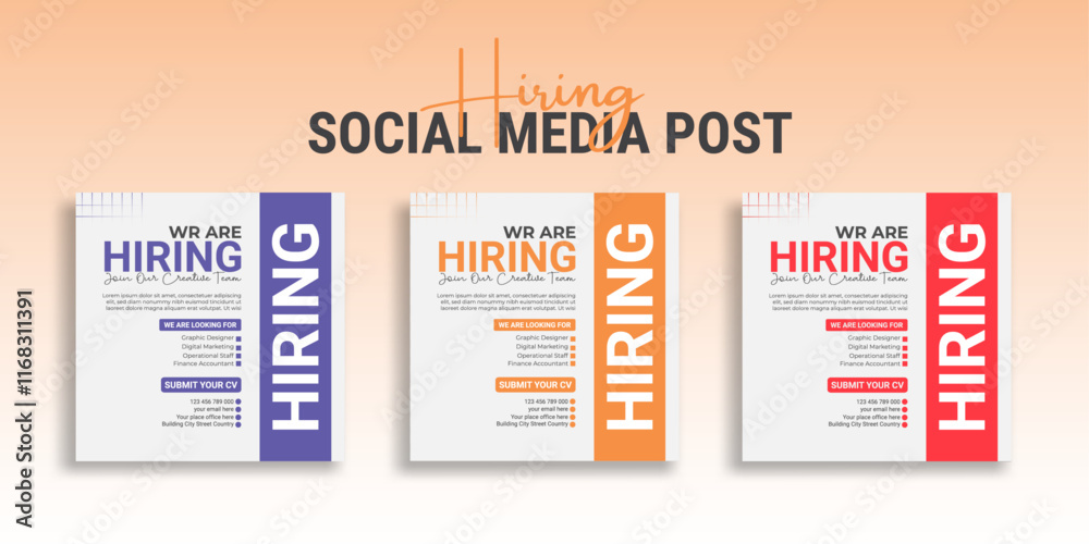 Vetor de We are hiring job vacancy for social media post banner design ...