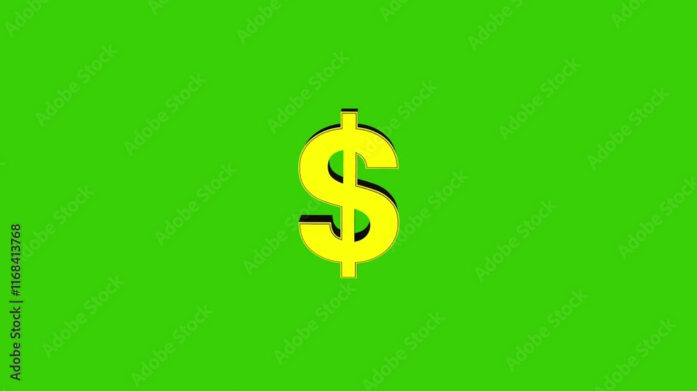 3d gold dollar sign 4k animation on green screen or black background 3d ...