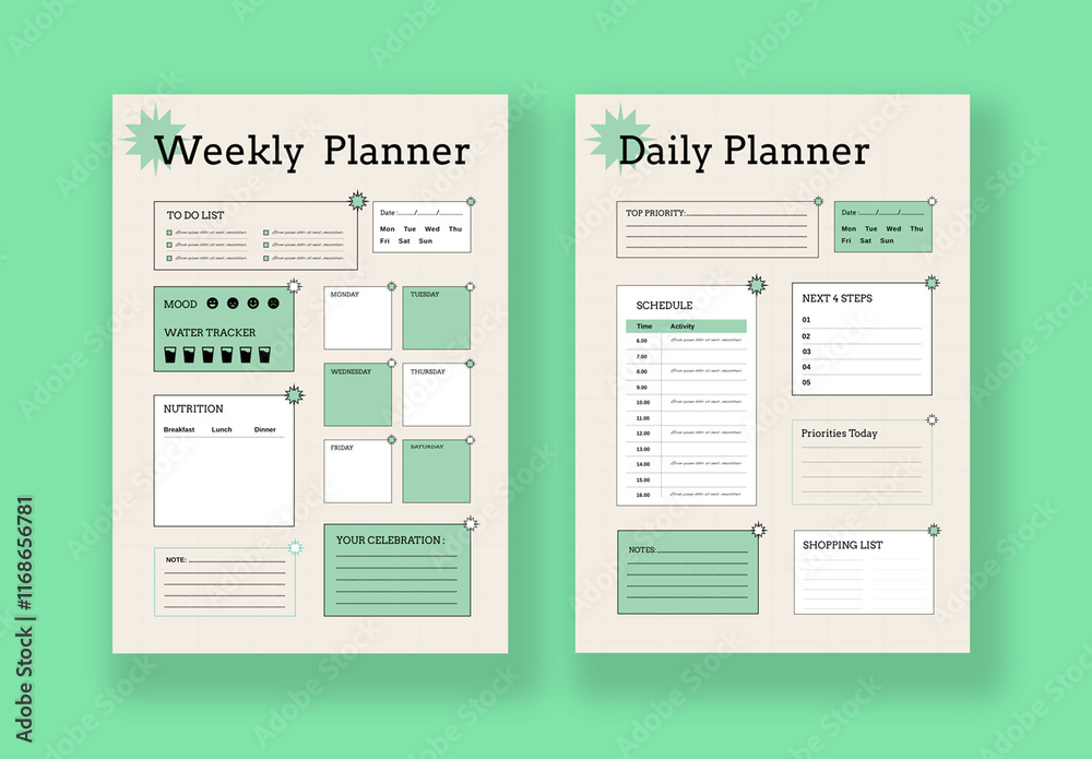 Daily or Weekly Planner Layout Stock Template | Adobe Stock