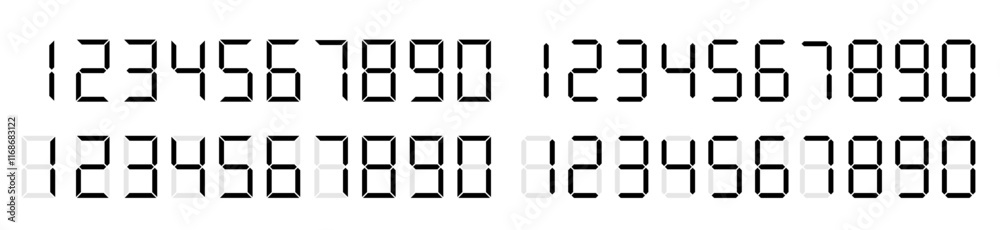 Poster Black digital numbers. Digital clock numbers. Vector ...