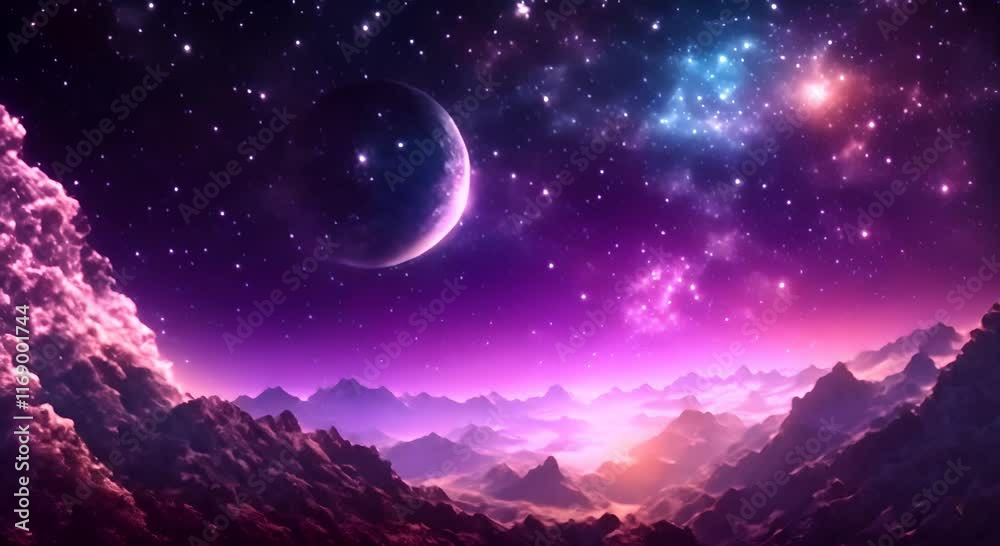 Stars and galaxy outer space sky night universe seamless looping ...