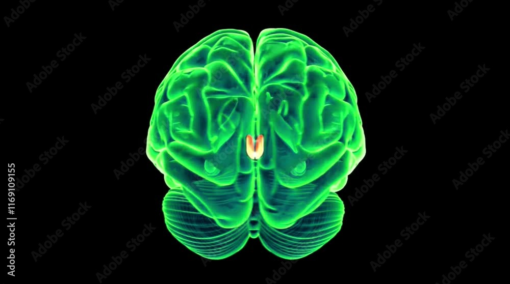 Stockvideon Rotating 360 degree hologram of human brain. Glowing blue ...