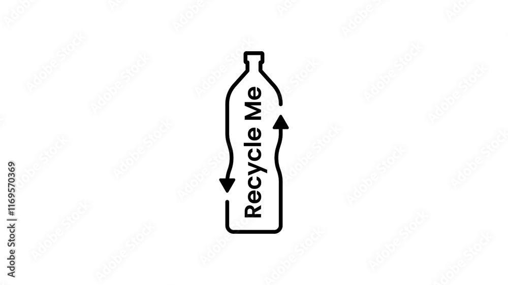 plastic bottle recycle icon 4k animation black and white bottle recycle ...