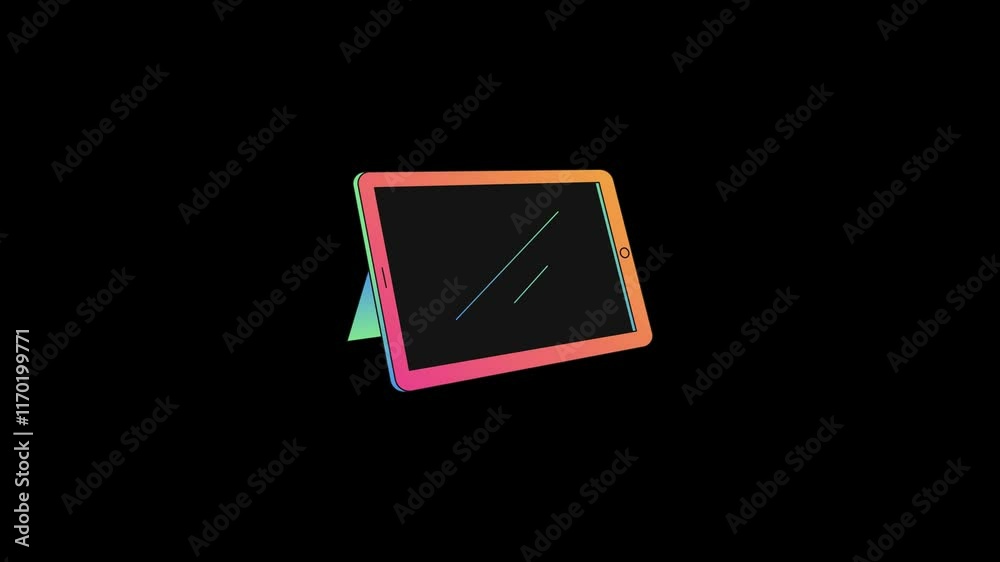 Tablet icon animation. tablet compute concept. using the tablet to plan ...