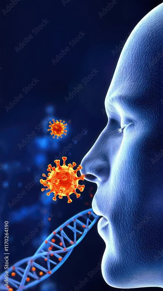 Digital close up of human nose and airway with visible nasal passages ...