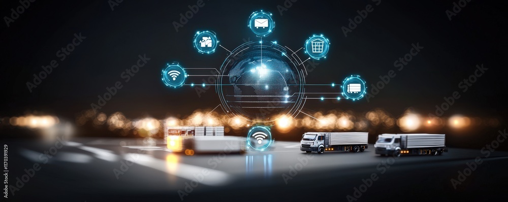 Cargo Management and Warehouse Scheduling Solutions concept. Digital ...