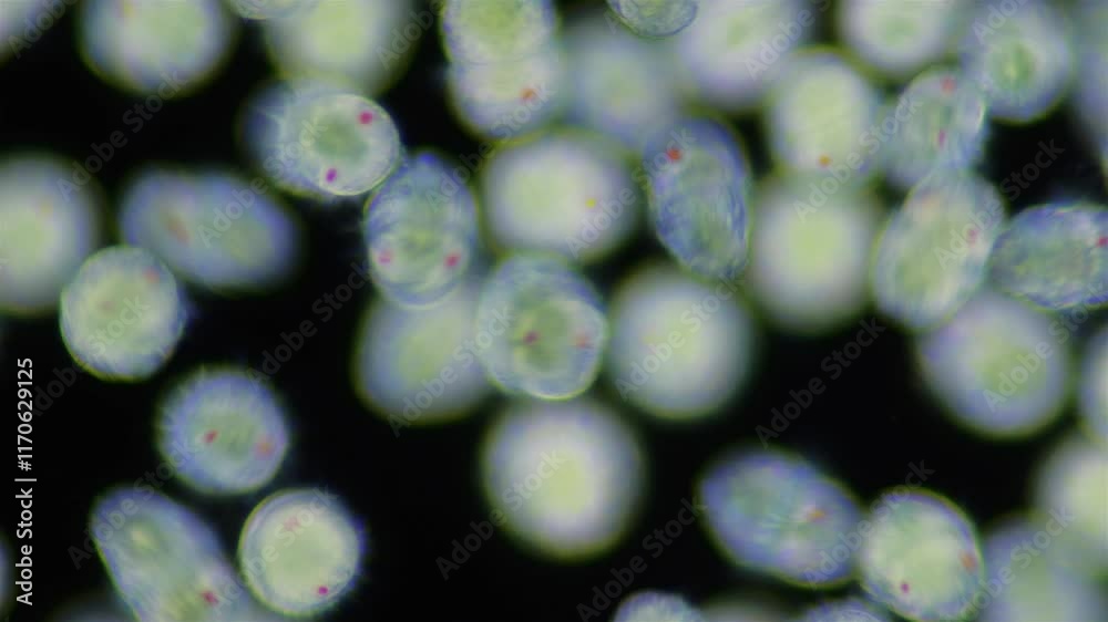 Larvae of a polychaete worm Phyllodoce sp. at trochophore stage under ...