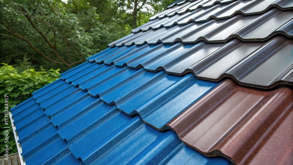 Снимка A closer look at the vibrant color variations of stacked metal ...