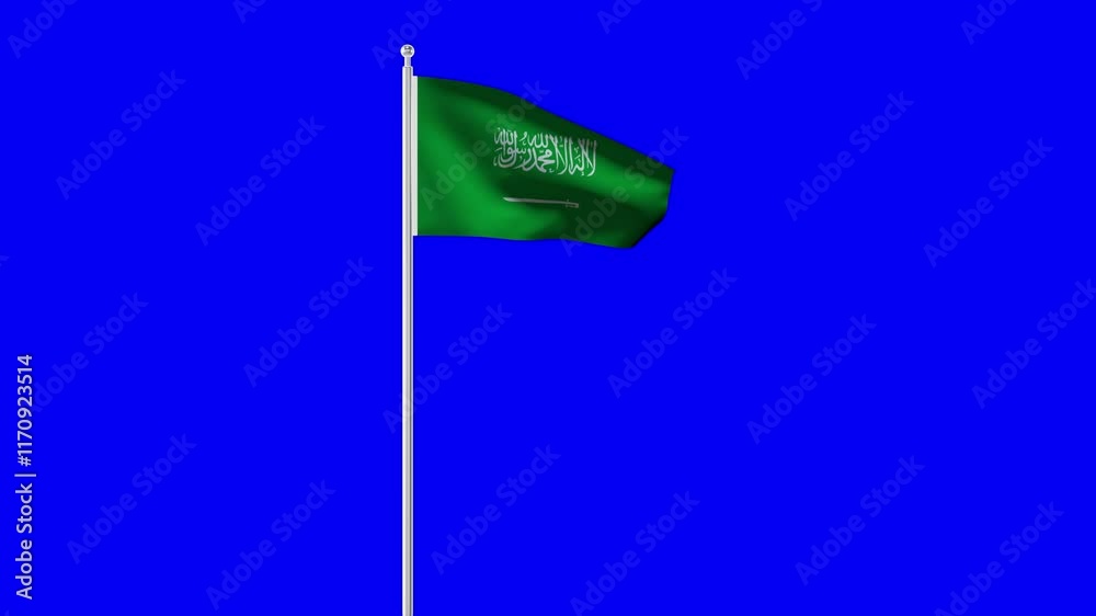 Saudi Arabia flag seamless waving animation. Saudi Arabia flag with ...