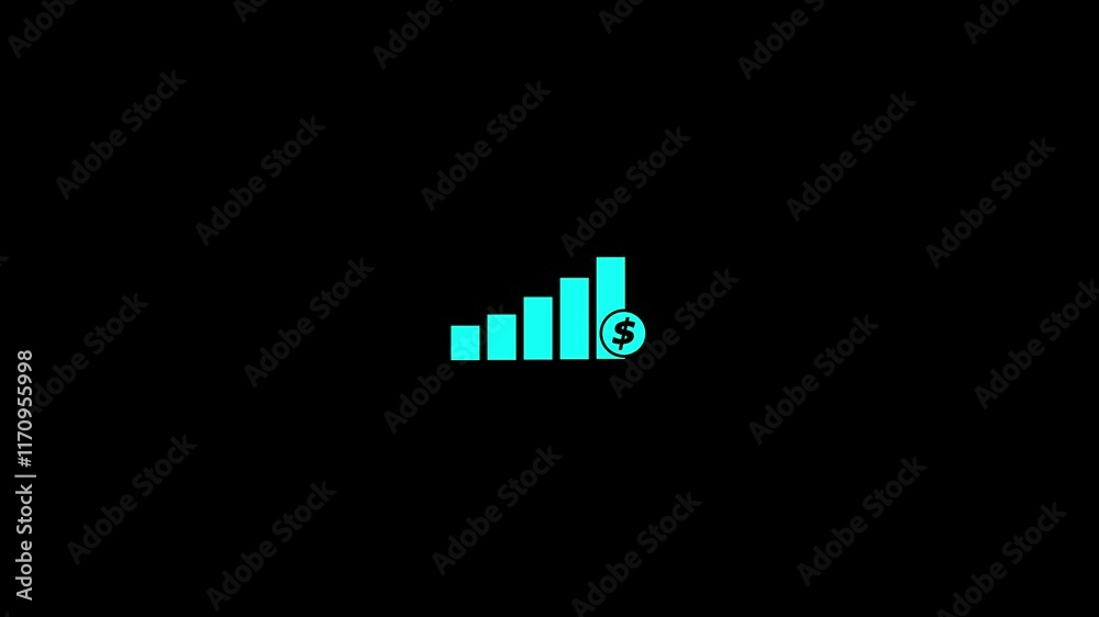 Animated of graph chart icon with dollar sign.suitable for business and ...