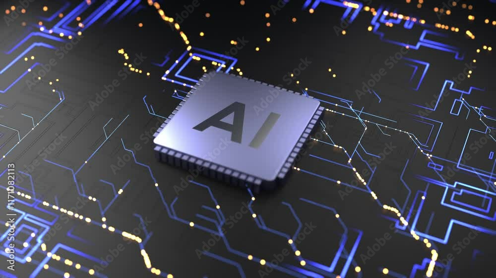 concept animation shows the process of artificial intelligence (AI ...