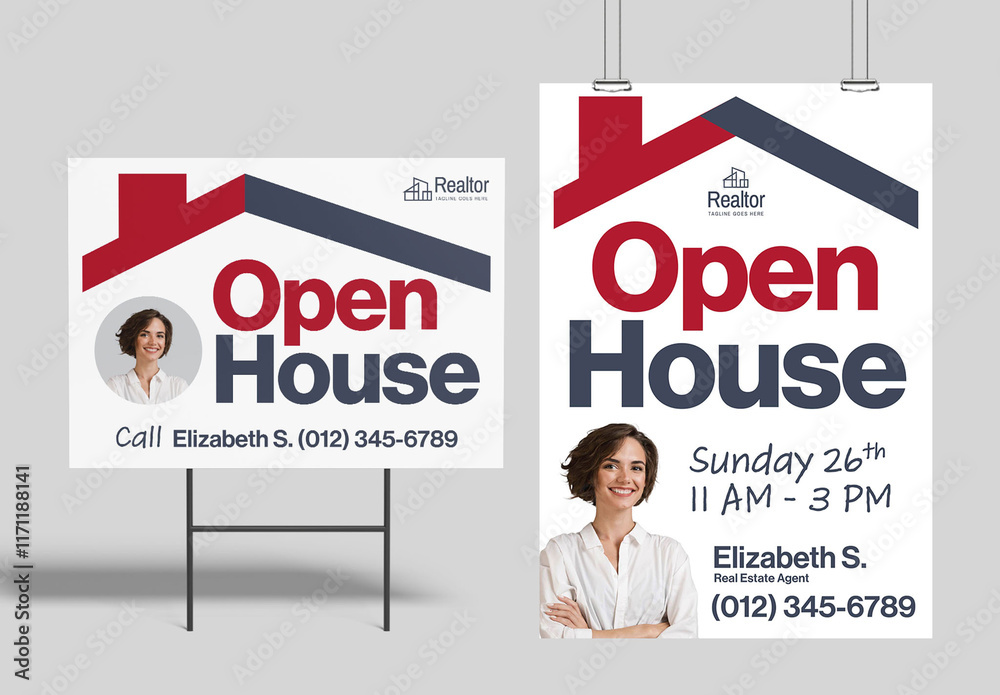 Open House Sign Template Stock Template | Adobe Stock