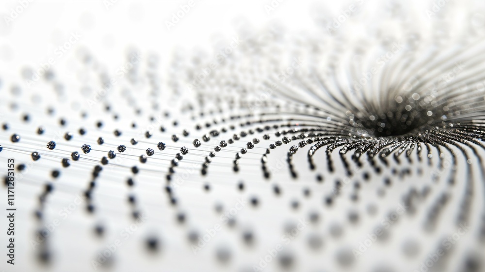 Iron filings arranged in circular patterns around a bar magnet ...