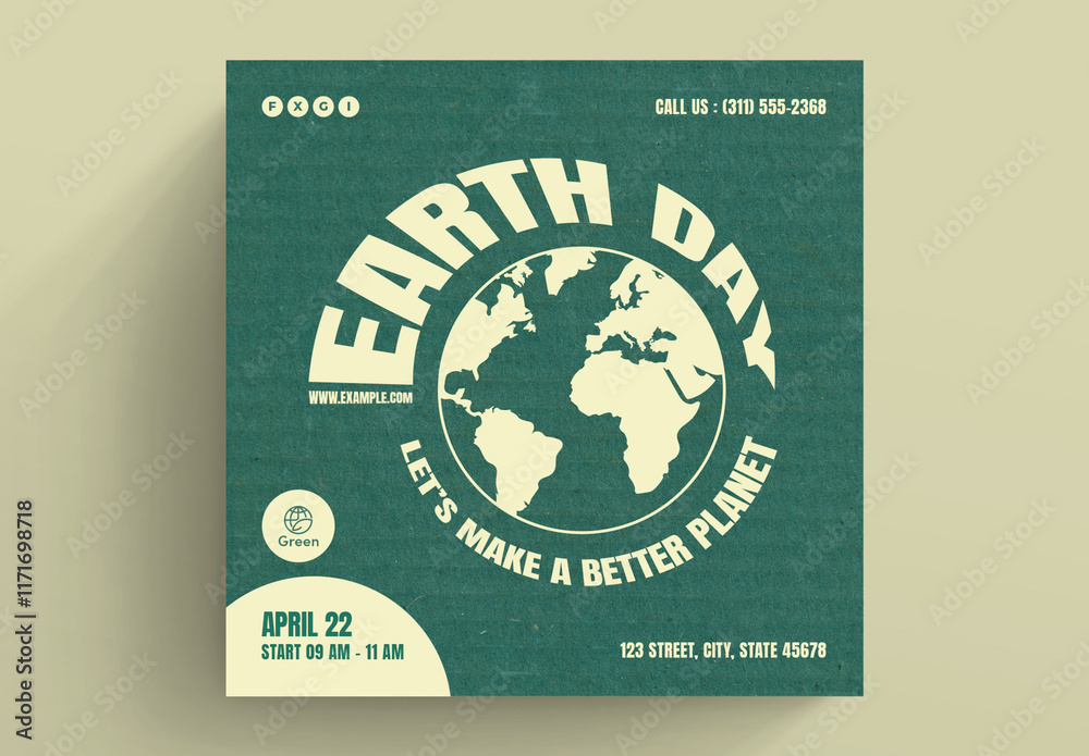 Earth Day Social Media Post Layout Stock Template | Adobe Stock