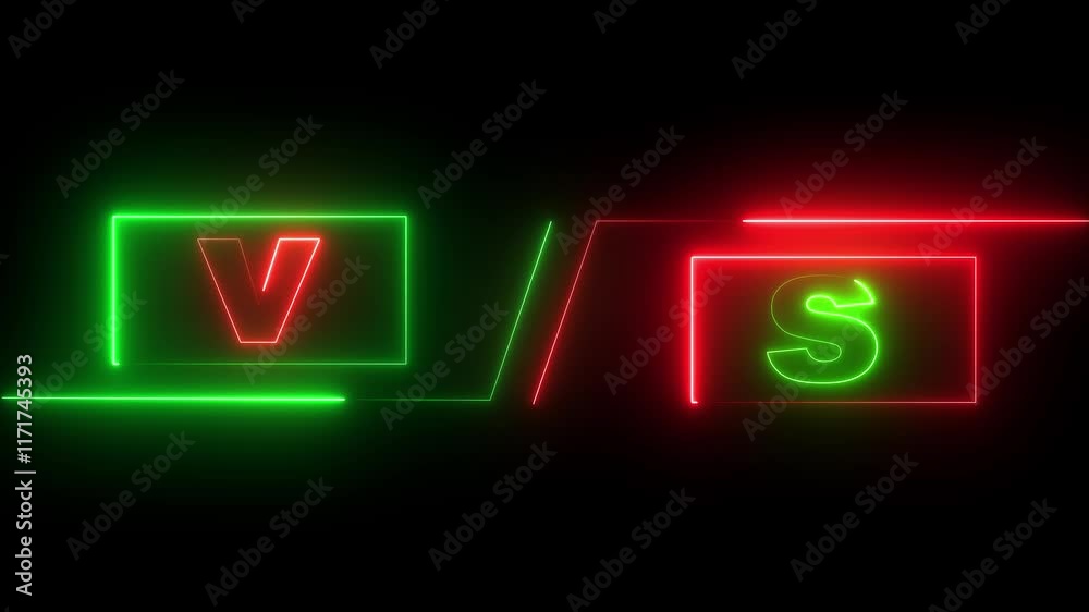 Vs title. Versus screen in neon style.. Neon banner Announcement of two ...