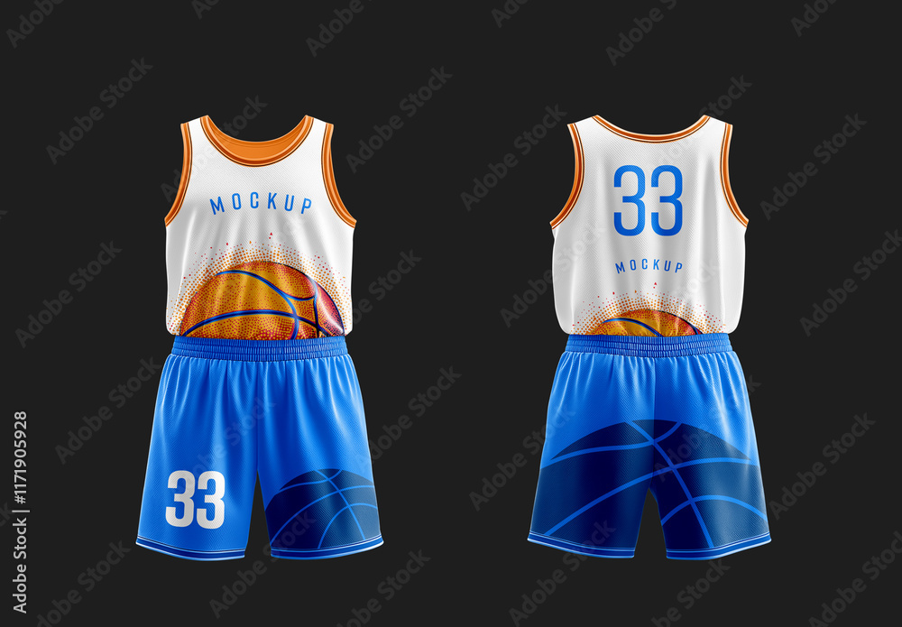 Basketball Jersey Uniform and Body Kit Mockup for Creative Design ...