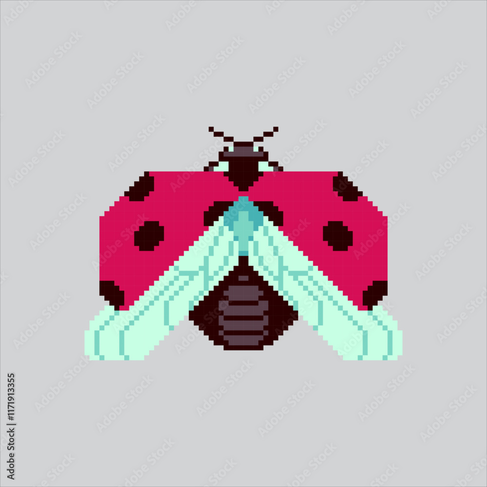 Vetor de Pixel art illustration Ladybug. Pixelated Lady Bug. Ladybug ...