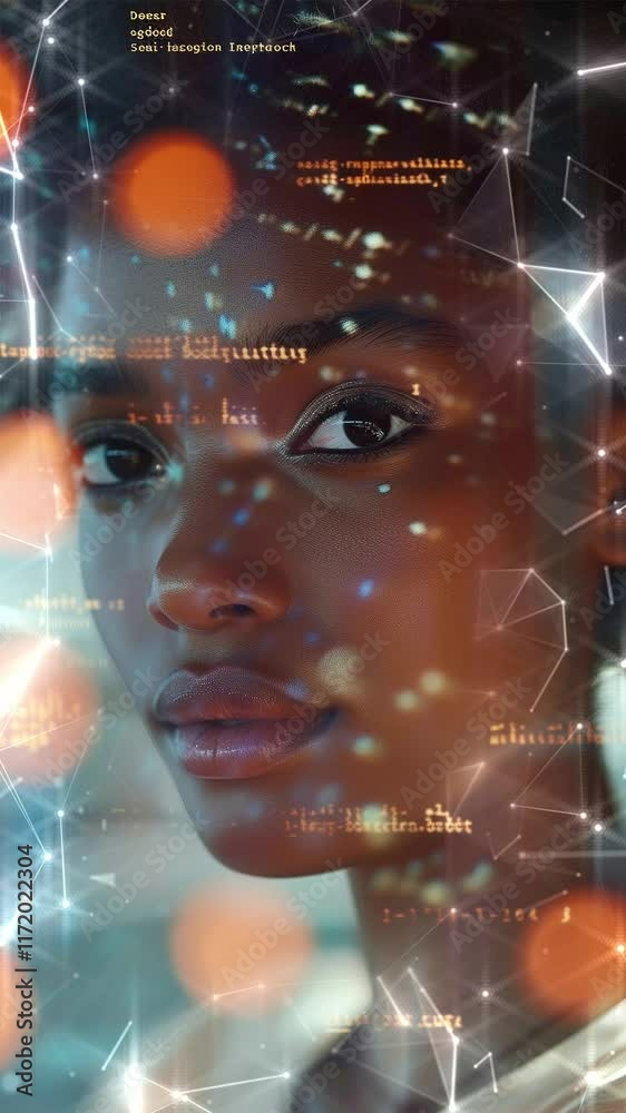 Looped background. Black woman cyber security expert. Female Computer ...