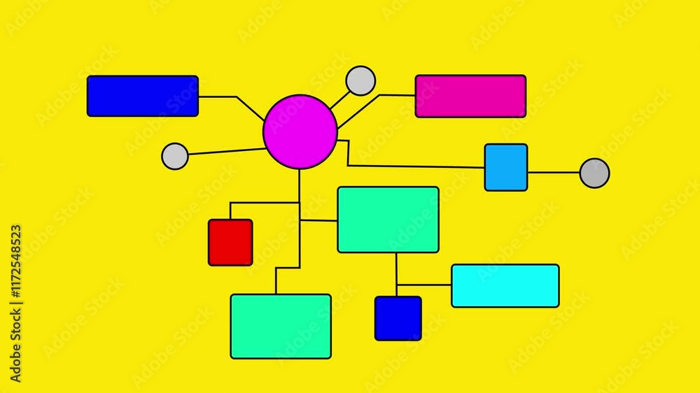 Intricate scheme in color combinations. production, business, marketing ...
