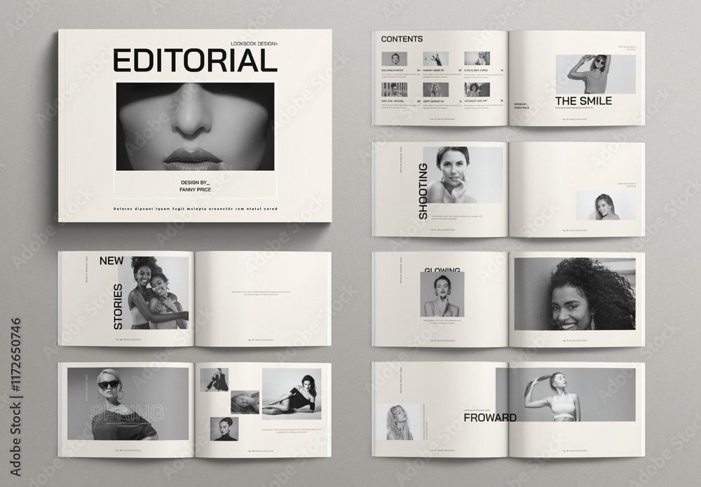Editorial Lookbook Brochure Template Design Layout Landscape Stock ...