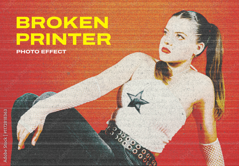 Broken Printer Photo Effect Mockup Stock Template | Adobe Stock