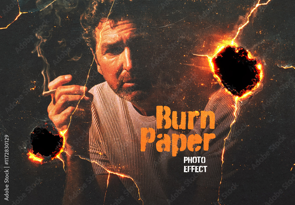 Nostalgia Burn Paper Photo Effect Mockup With Generative AI Stock ...