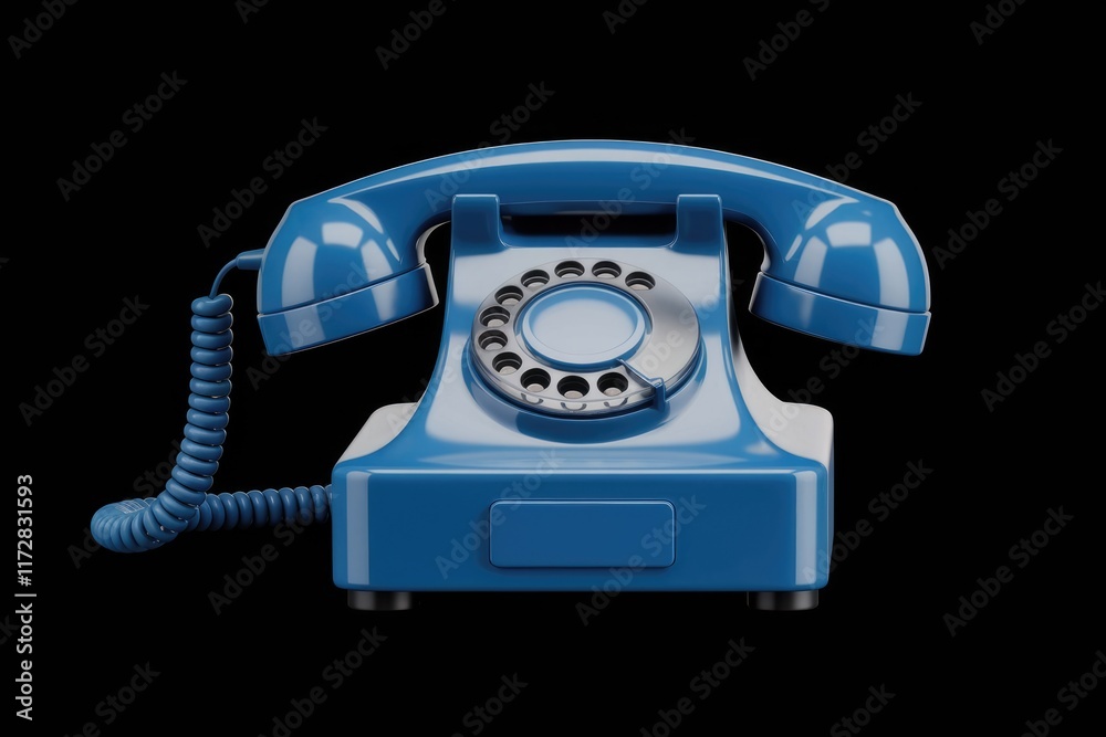 Poster A vintage blue rotary dial phone with a transparent background ...