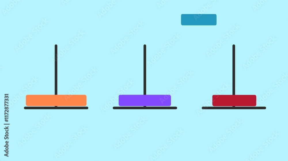 Visual animation of the mathematical „Towers of Hanoi“ puzzle or ...
