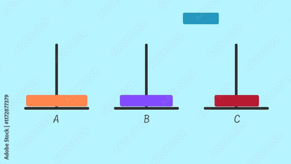 Visual animation of the mathematical „Towers of Hanoi“ puzzle or ... Visual animation of the mathematical „Towers of Hanoi“ puzzle or ...