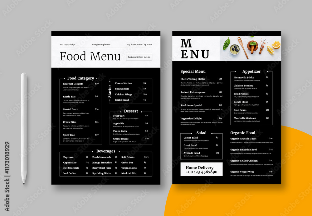 Food Menu Template Layout Stock Template | Adobe Stock